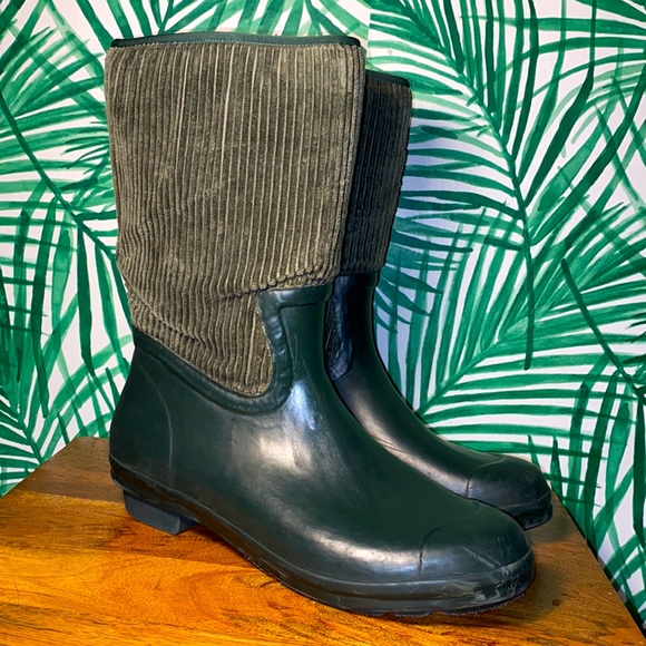 Muck Boots | Shoes | Muck Boots Green Corduroy Zip Rubber Waterproof ...